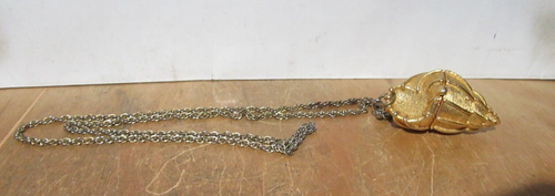 Vintage Necklace Brass Shell Hinged Trinket Box + 16” Chain | eBay