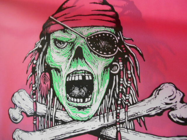 ZOMBIE PIRATE GIRL 12" x 18" Two Sided Pink Green Flag 200denier Home ...