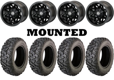 Kit 4 Moose Switchback Tires 27x10-14/27x12-14 on Moose 416X Matte ...