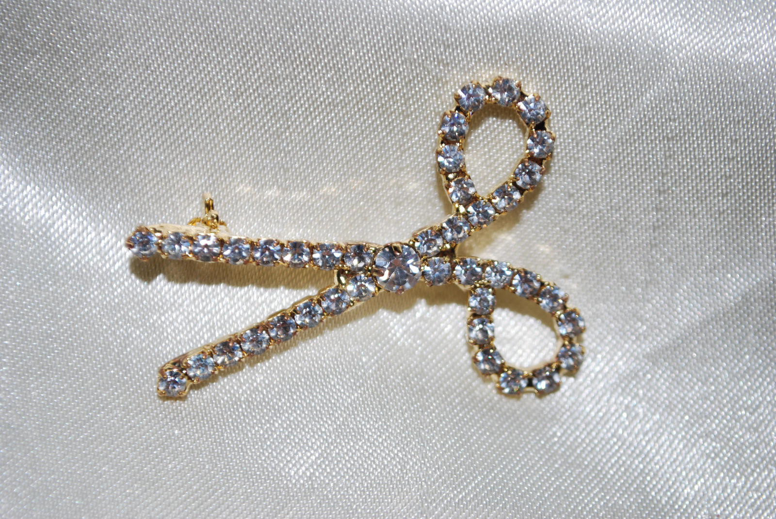 Crystal Scissors Pin Salon Hairdresser Barber Tailor Gold Clear ...