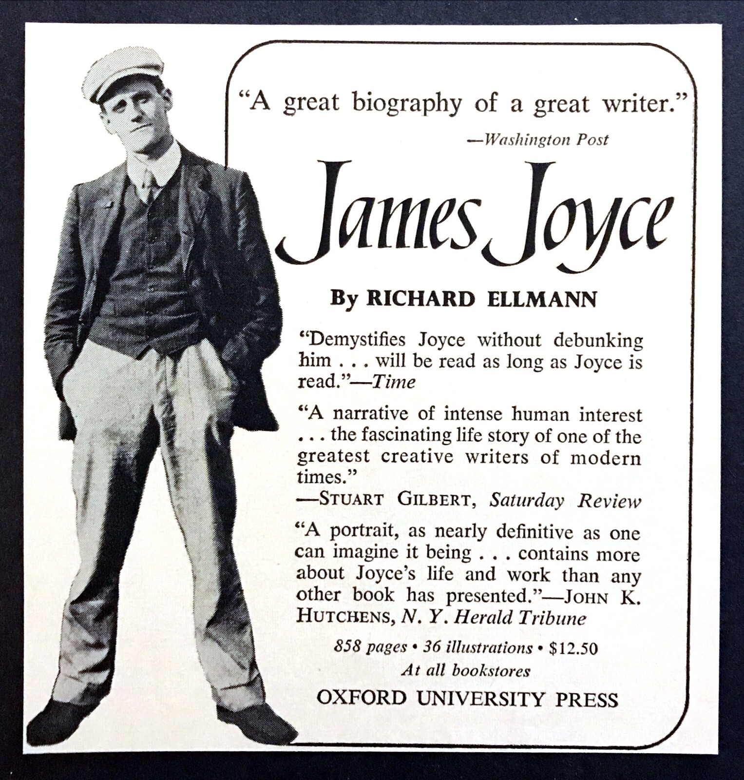 1959 James Joyce photo Biography Book Release Oxford Press vintage ...