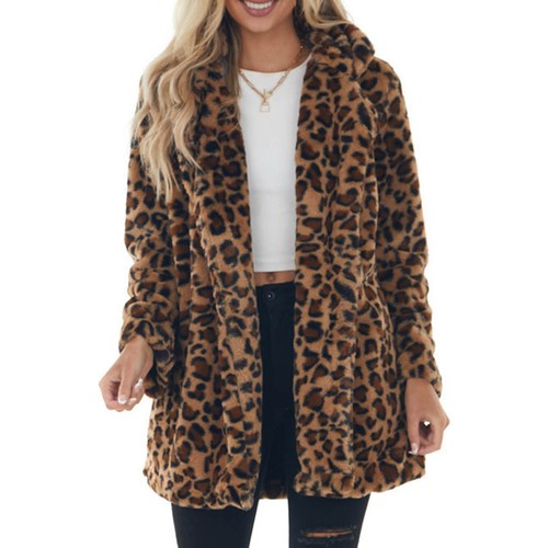 Winter Leopard Print Jacket Women's Warm Autumn Winter Loose Faux Fur ...
