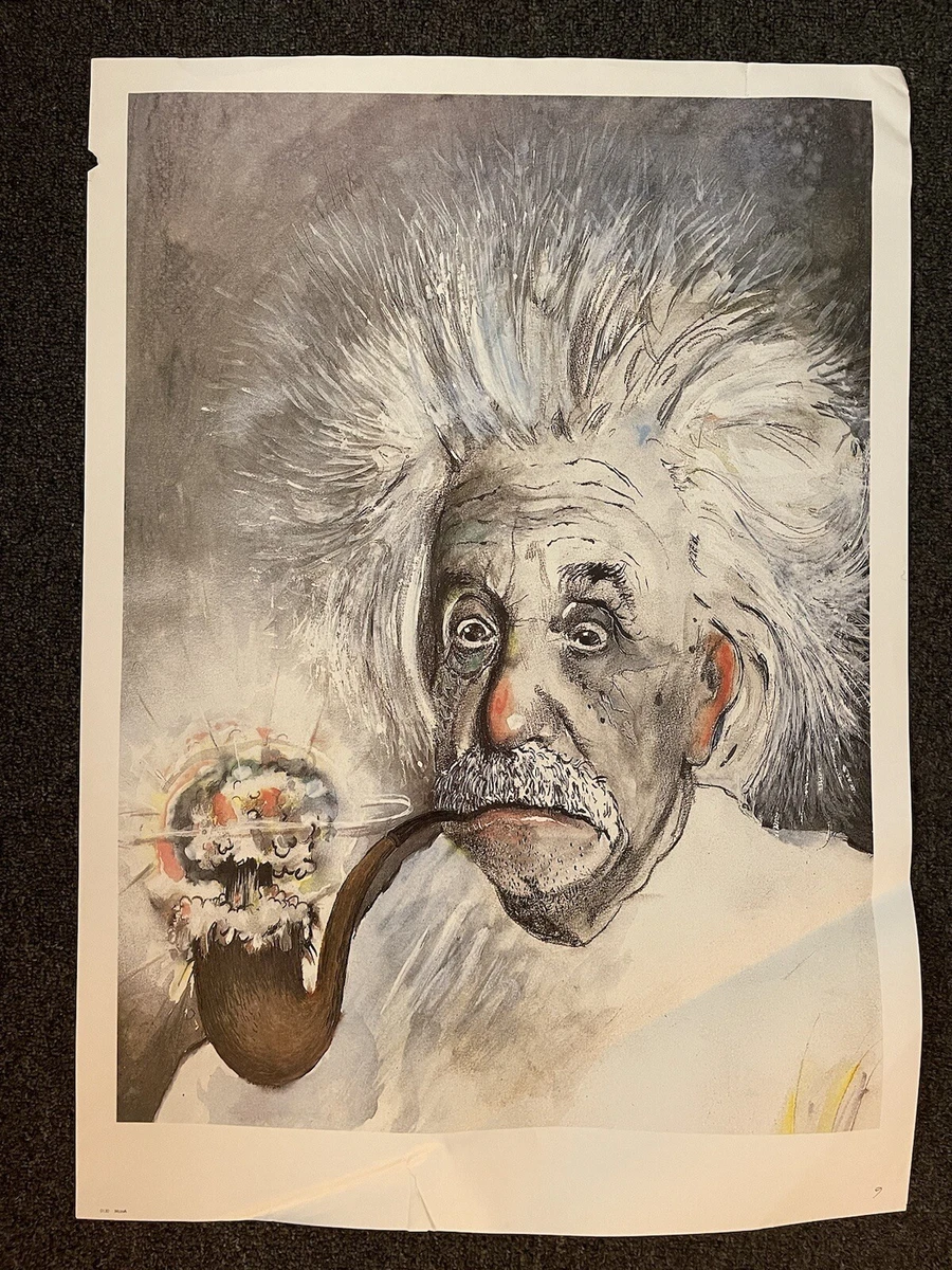 Albert Einstein Smoking Colors Poster