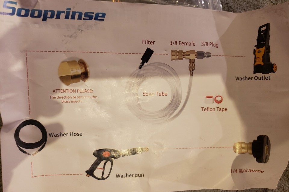 Injector Kit for High Pressure Power Washer Chemical Injector Kit Soap ...