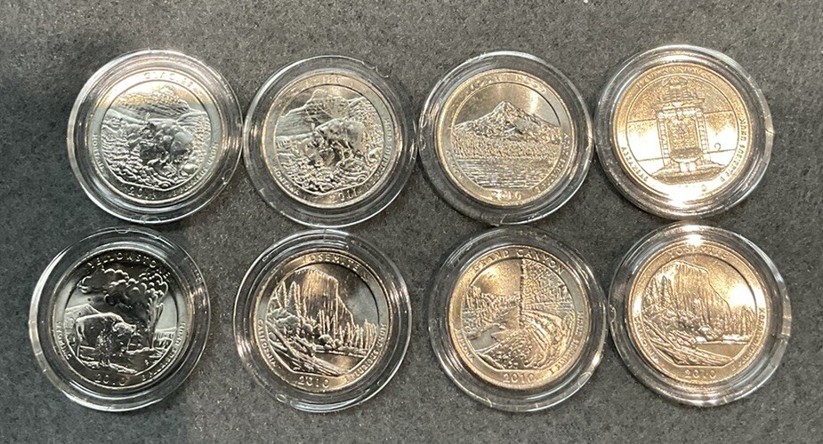 Never Circulated US State Quarters Wood & Glass Display with Sealed ...