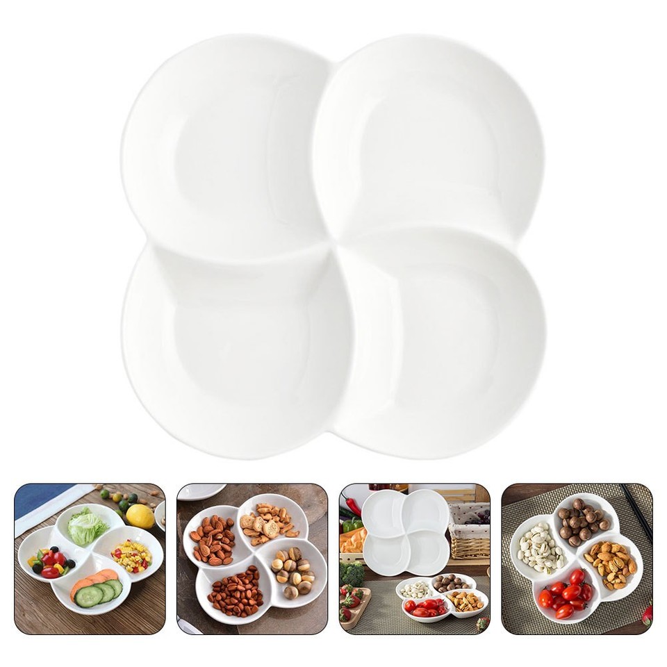 Compartment Food Plate Ceramic Tray Snack Platter Porcelain Serving ...
