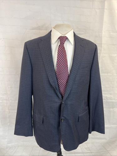Hickey Freeman Men's Dark Navy Blue Plaid Wool Blazer 42R $1,495 | eBay