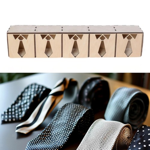 Tie Display Box Wood with 5 Compartments Case for Home Bedroom Retail ...