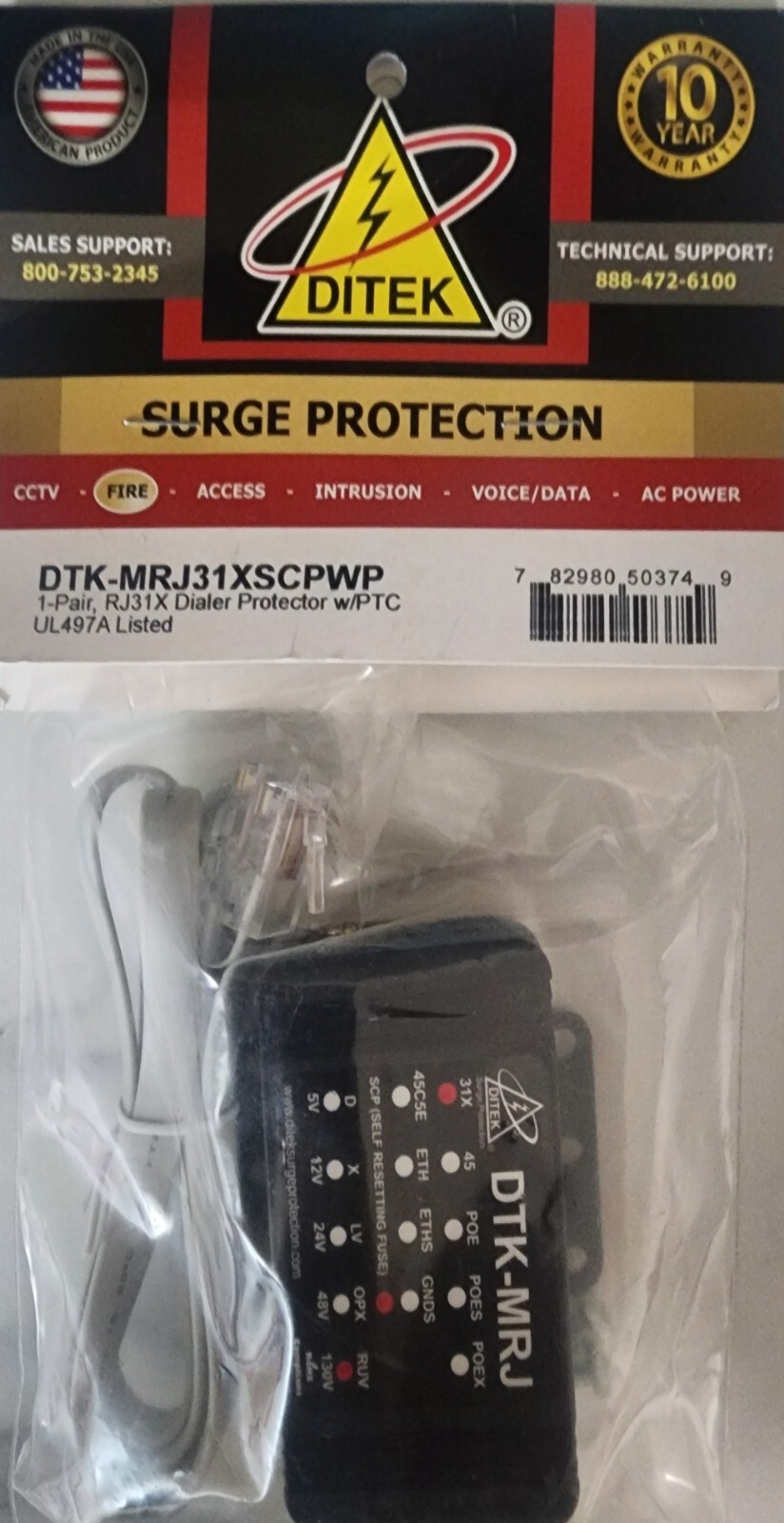 Ditek DTK-MRJ31XSCPWP RJ31X Dialer Protector w/ PTC | eBay