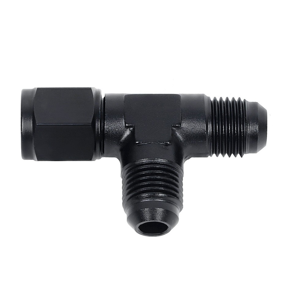 6AN Flare Male Tee Fitting Adapter with AN6 Female Swivel on Run Black ...