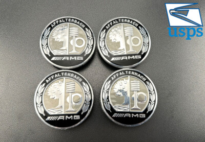4x AMG MERCEDES BENZ Apple Tree 75 mm Emblem wheel centre Hub caps Set ...