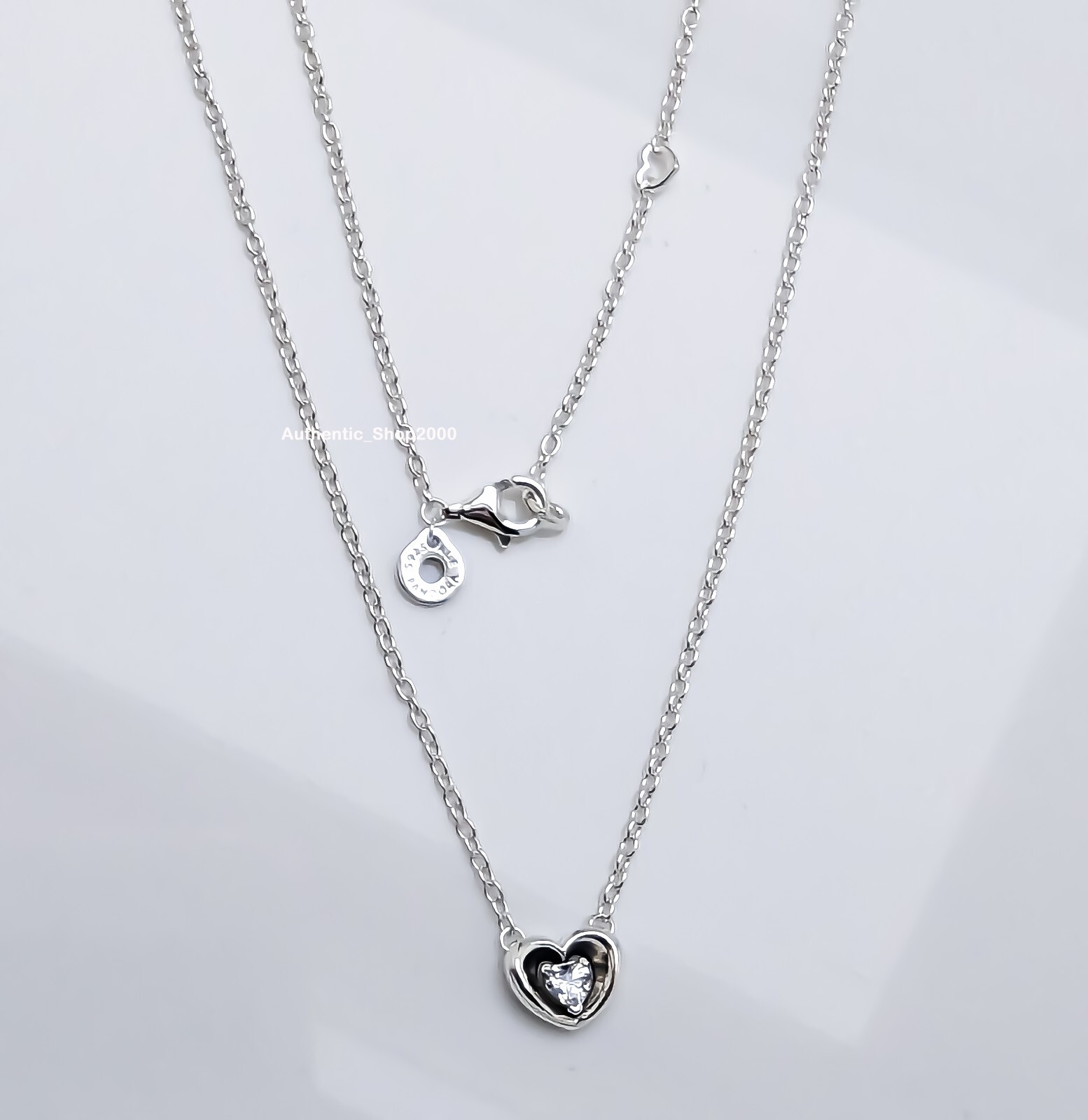NEW 100% PANDORA Radiant Heart Floating Stone Pendant Collier Necklace ...