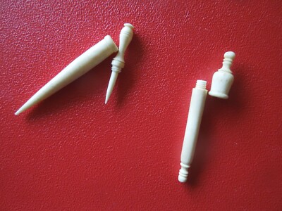 J6725 ANTIQUE COW BONE CARVED NEEDLE CASES See Description | eBay