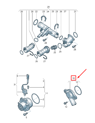 AUDI A5 8T Engine Water Coolant Connection 04L121131A | eBay