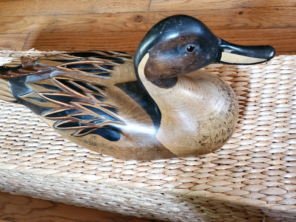 Vtg Tom Taber Hersey Kyle Jr Wood Pintail Duck Decoy-Beak To Tail 21 ...
