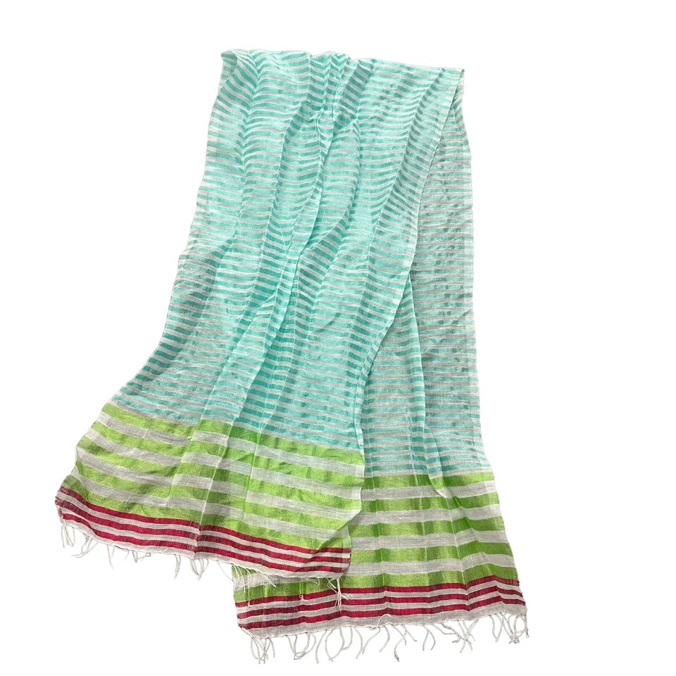 LemLem Scarf Wrap Womens Striped Boho Liya Kebede Aqua Red Green NWOT ...