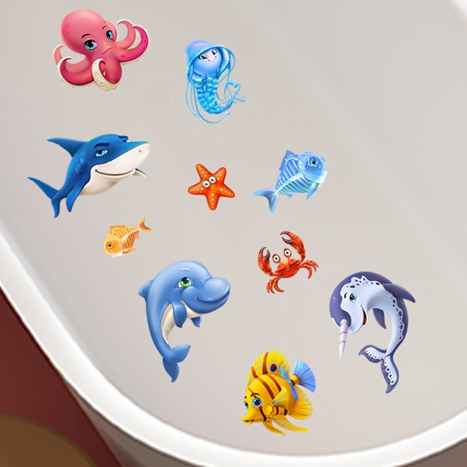 6 Sheets of Cartoon Floor Stickers Decorative Bathtub Decals Household ...