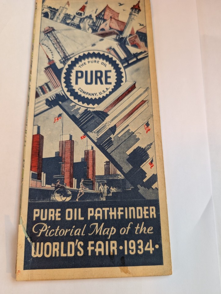 1934 Century Of Progress Pure Oil Pathfinder Pictorial Map Chicago ...