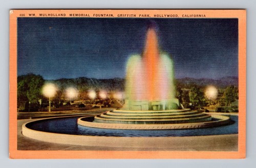 Hollywood CA-California, Griffith Park, Memorial Fountain, Vintage ...