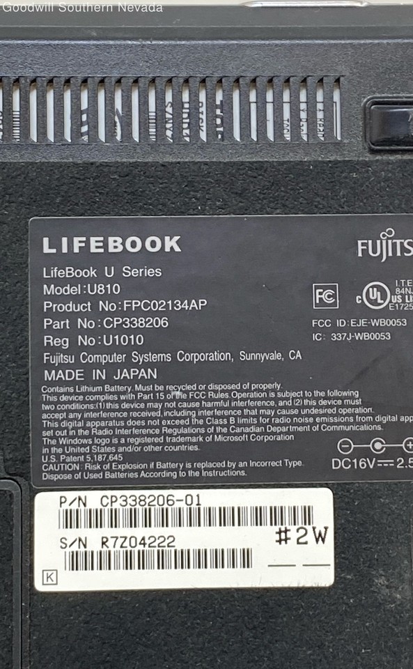 Fujitsu LifeBook U Series U810 Mini Laptop (Intel Celeron, 1GB RAM ...