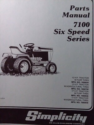 Simplicity 7112 7117 Six Speed Lawn Garden Tractor Parts Catalog Manual ...