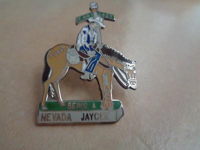 Vintage Nevada Jaycees 1978 Fubar Hat Pin 2" tall-- Jaycee on a horse ...