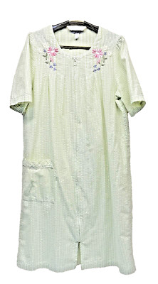 Charter Club Intimates Robe Full Zip Sz Small Green White Seersucker ...