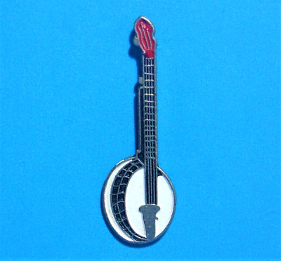 BANJO - WHITE COLOR - MUSICAL INSTRUMENT- VINTAGE LAPEL PIN - HAT PIN ...