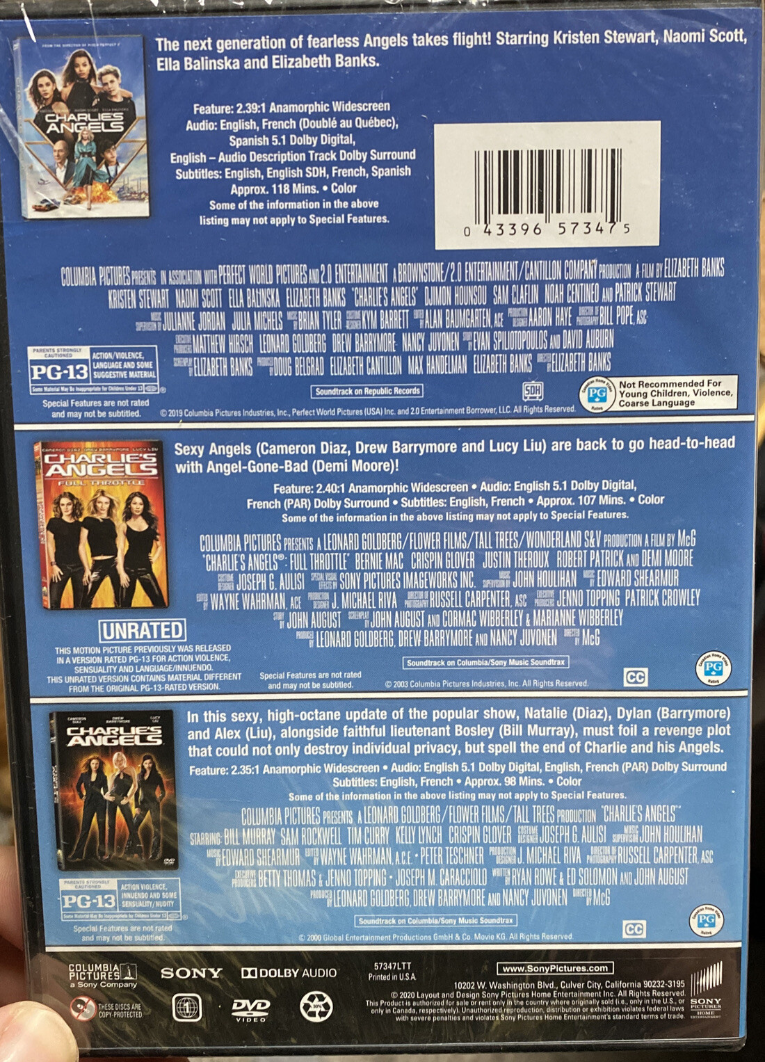 Charlies+Angels+3+Movie+Collection+DVD+Trilogy+Factory for sale online ...