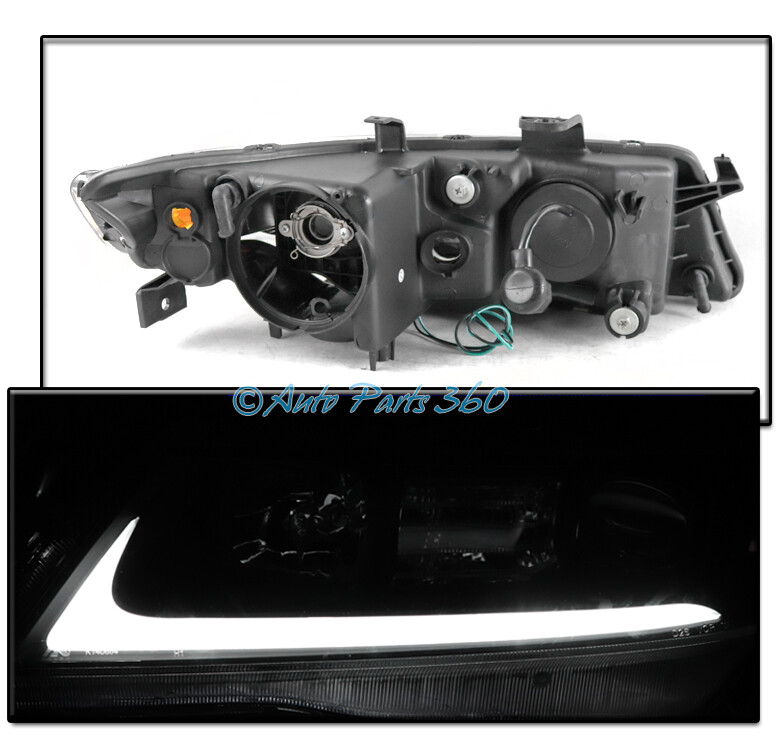 FOR 04-08 ACURA TSX CL9 LED TUBE PROJECTOR BLACK HEADLIGHT HEADLAMP W ...