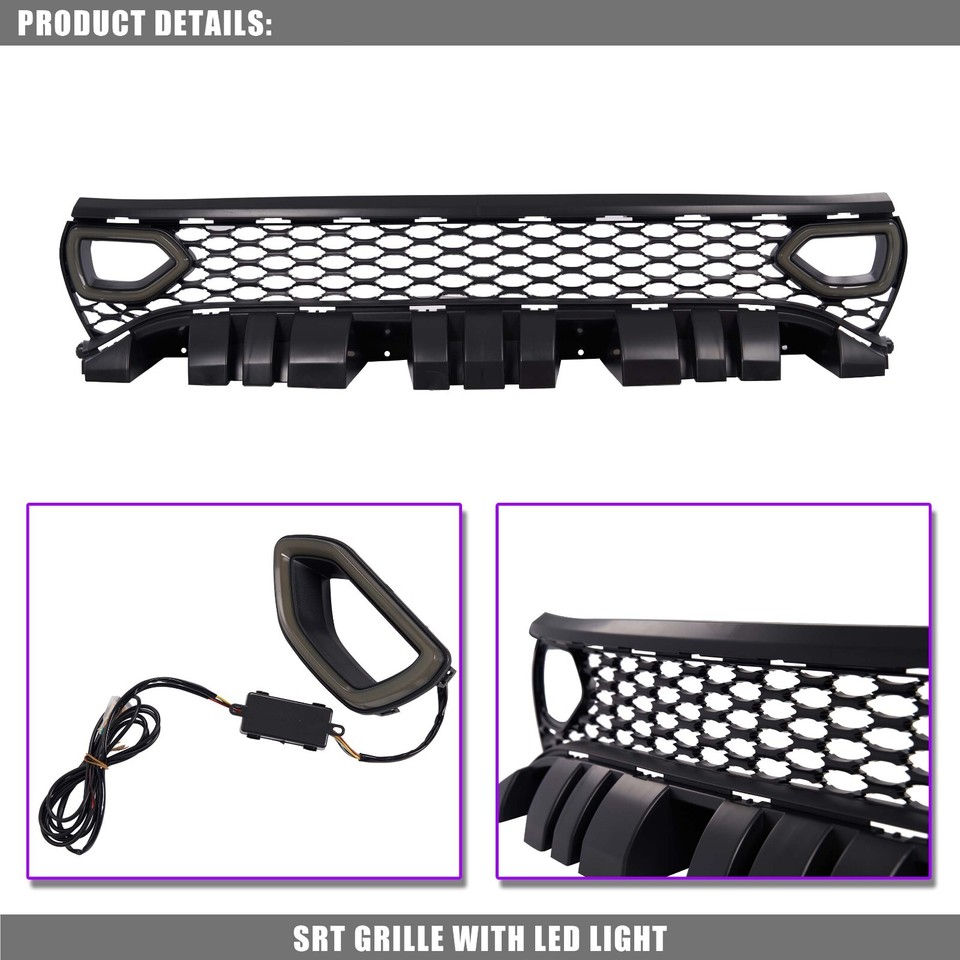 For 15-23 Dodge Charger SRT Scat Pack Style Front Upper Grille w/ LED ...