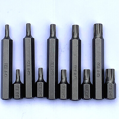 Tx20 - Tx60 Torx Star Tx bits keys 30mm and 75mm Long & 10 mm Hex Drive ...