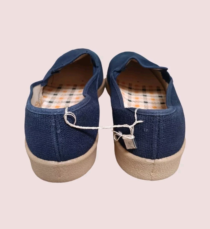 Vtg Nos 1960's Blue Canvas Slip On Wino Shoes Size Mens 7.5 zig-zag ...