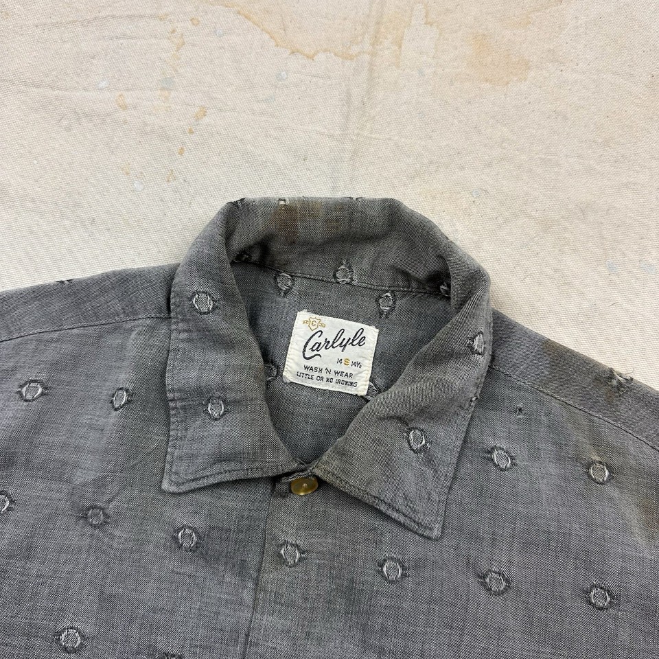 Vintage 50s Carlyle Atomic Rayon Rockabilly Loop Collar Gab Shirt Men’s ...