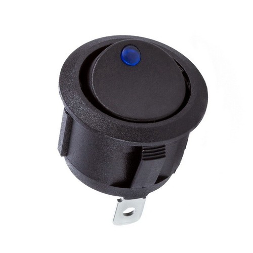 Round Rocker Switch Blue LED Illumination 12v 3 Pin Universal Power On ...
