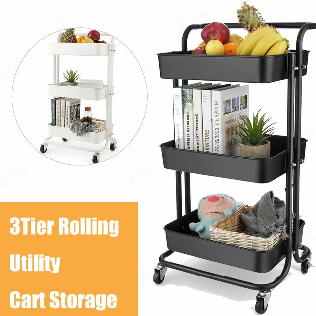 IKEA RASKOG White 3-Tier Rolling Utility Cart Kitchen Storage Trolley ...