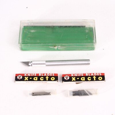 ^ Vintage X-ACTO Knife Kit, 1x Blade, 1x Case, 2x No.26 Whittler Blades ...