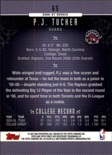 2006-07 Finest #65 P.J. Tucker RC Rookie Card | eBay