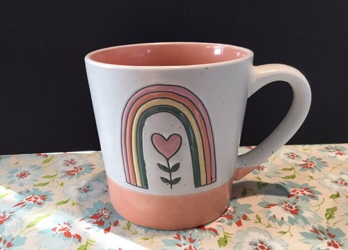 Good Day Boho Rainbow Flower Positive Vibes Oversized Ceramic Coffee ...
