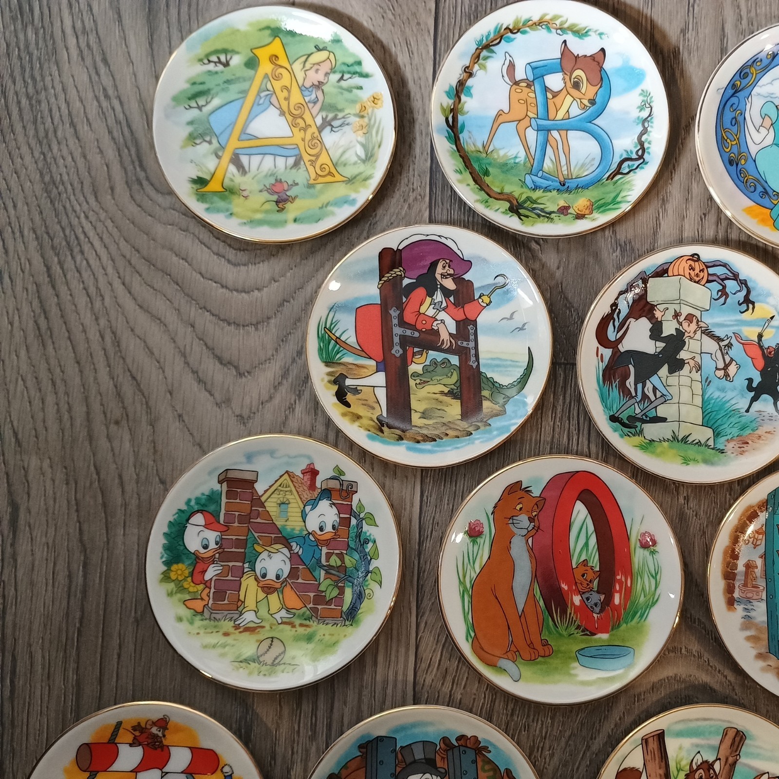 Vtg Full Alphabet of The Disney Collection Miniature Plates with ...