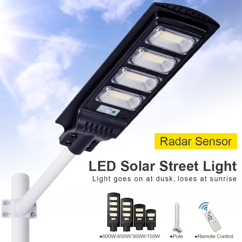 LED Street Light Solar Power with Pole Remote Control sensor Waterproof ...