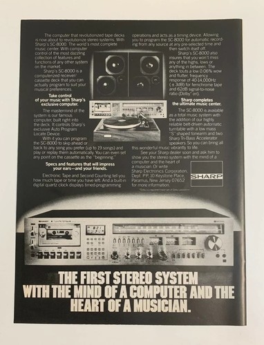 1979 Sharp SC-8000 Stereo Cassette Tape Deck Print Ad Original Mind Of ...