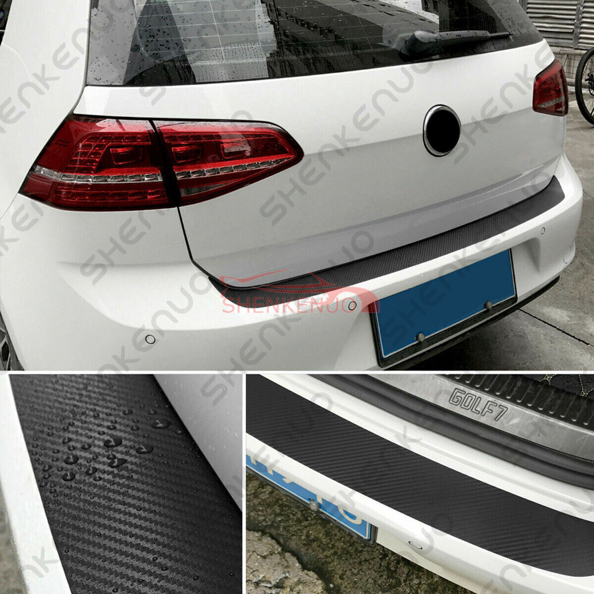 4D Carbon Fiber Style Car Rear Boot Bumper Guard Sticker Cover ...