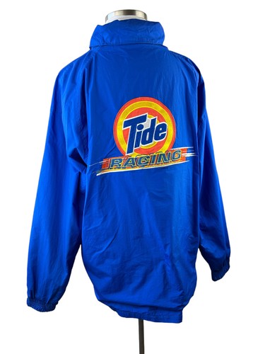 Tide Downy Jacket Blue Nylon Embroidered Full Zip Shell Windbreaker Men ...