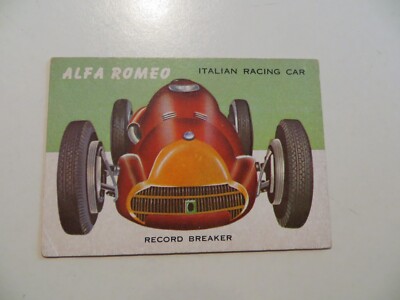 1953 VINTAGE TOPPS WORLD ON WHEELS BUBBLE GUM CARD #30 ALPHA ROMEO RACE ...