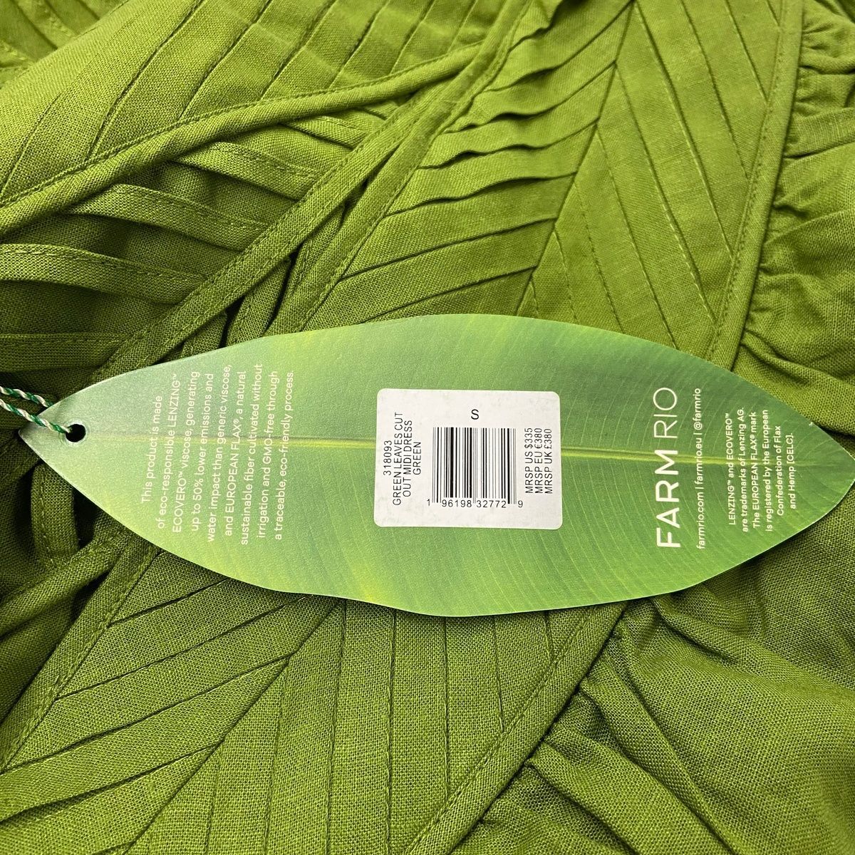 FARM RIO Leaves Cut Out Midi Dress Women's Size S Green