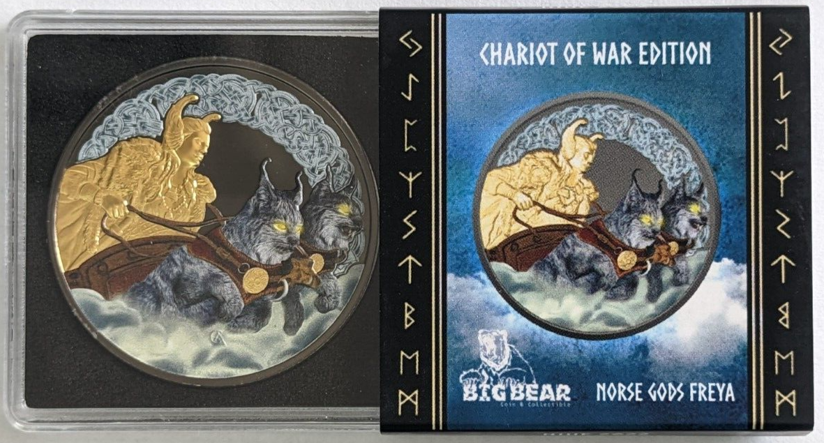 2022 Niue Norse Gods Freya Chariot of War Edition 1 oz Silver Coin ...