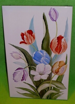 Original painting on tile ' SPRING TULIPS '. MONKER SPAIN PORCELANOSA ...