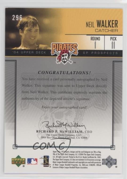 2004 SP Prospects Auto Draft Picks 198/400 Neil Walker #296 Auto 4g8 | eBay