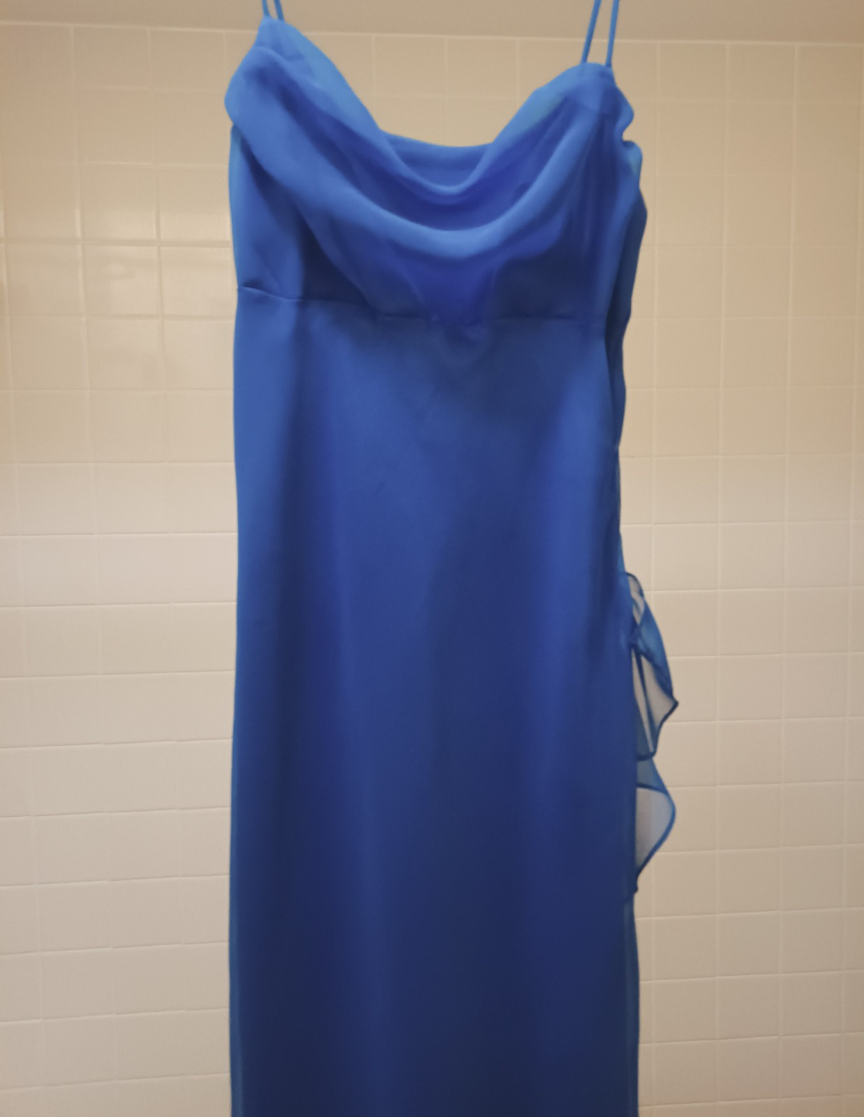 Royal Blue Layered Long Gown Dress With Frills Going … - Gem